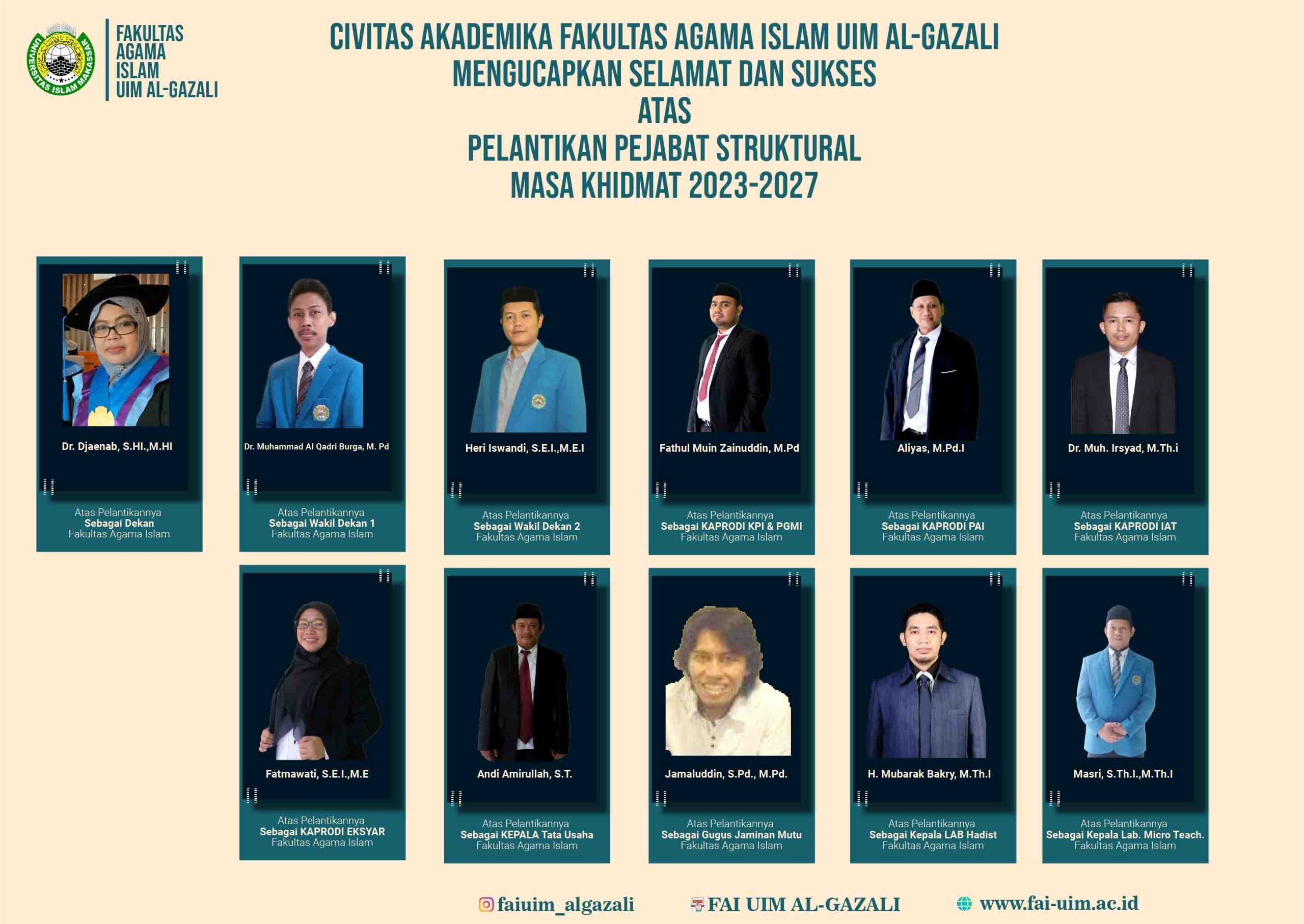 Pelantikan Pejabat Struktural FAI UIM-Al Gazali - UNIVERSITAS ISLAM ...